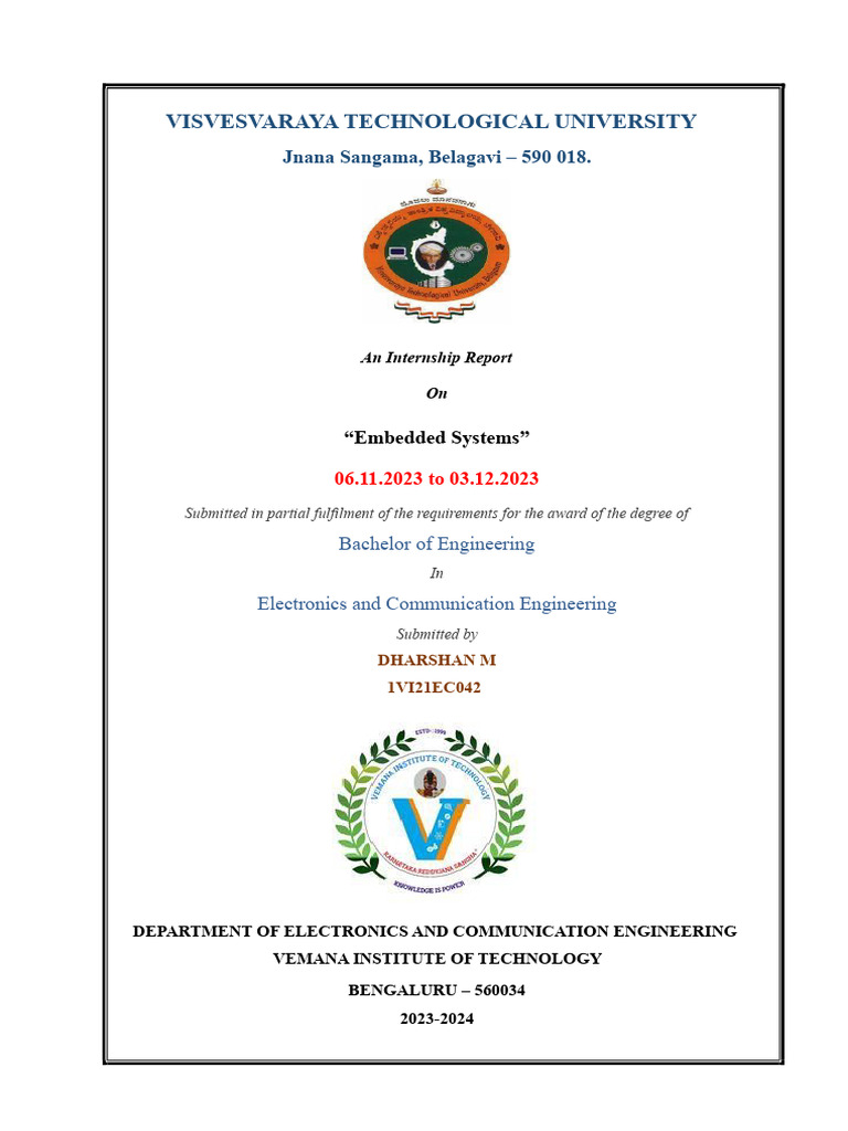 DHARSHAN M REPORT PDF | PDF | Embedded System | Microcontroller
