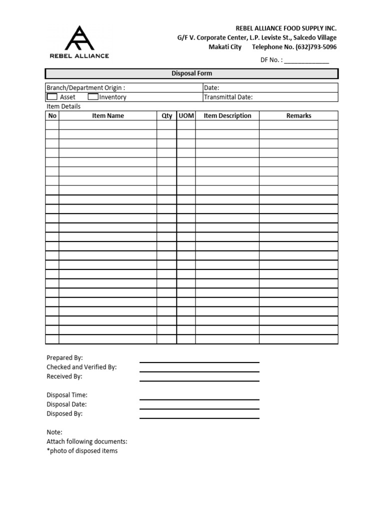 Disposal Form | PDF