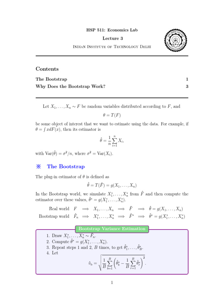 Lecture3 | PDF | Bootstrapping (Statistics) | Estimator