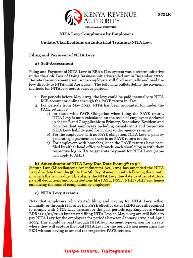 External Notice On PAYE Return Errors and NITA Levy - 30 04 2024 | PDF ...