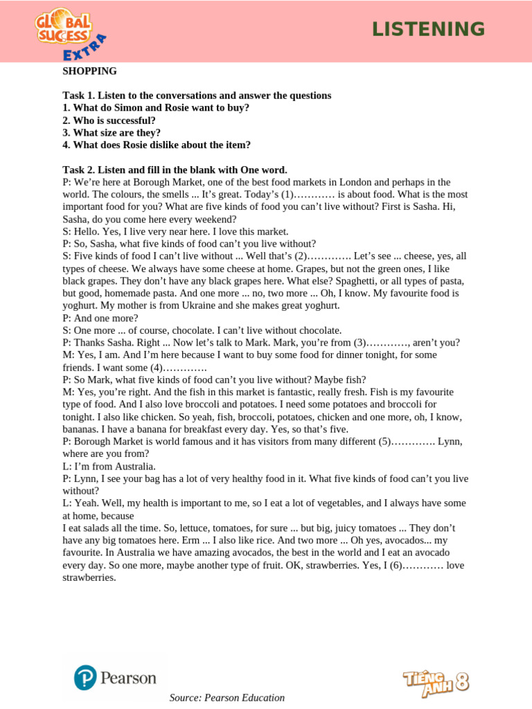 Unit 8 Extra - Listening | PDF | Food And Drink | Cuisine