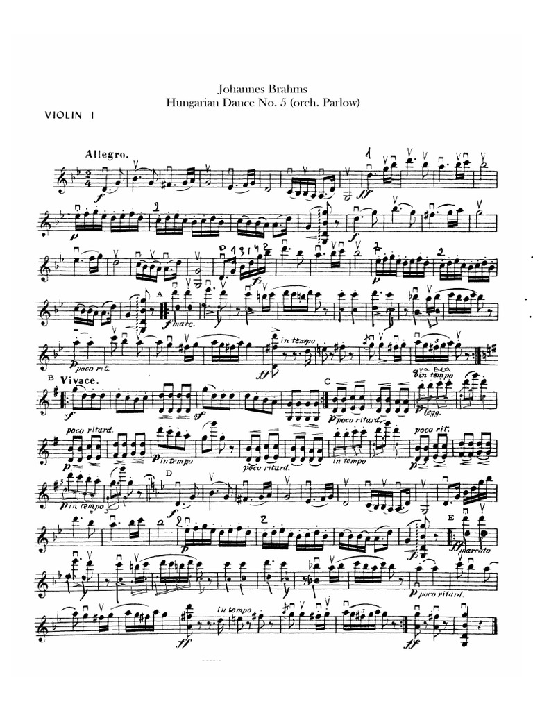 Brahms. (Violí 1) Danza Hungara No. 5 | PDF
