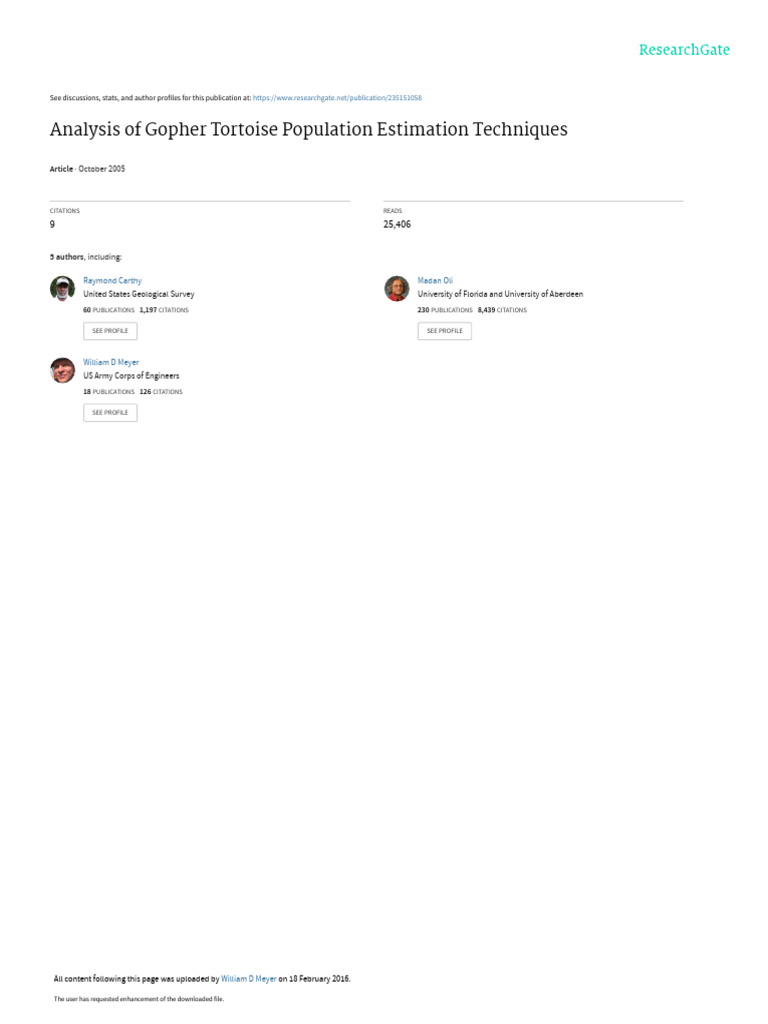 Analysis of Gopher Tortoise Population Estimation | PDF | Nest