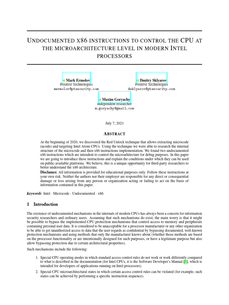 Undocumented x86 Insts for Uarch Control | PDF | Central Processing Unit | Intel