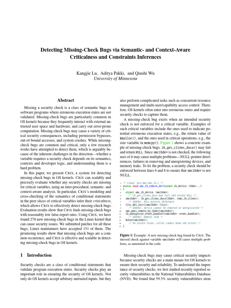 Detecting Missing Check Bugs | PDF | Pointer (Computer Programming ... Detecting Missing Check Bugs | PDF | Pointer (Computer Programming ...