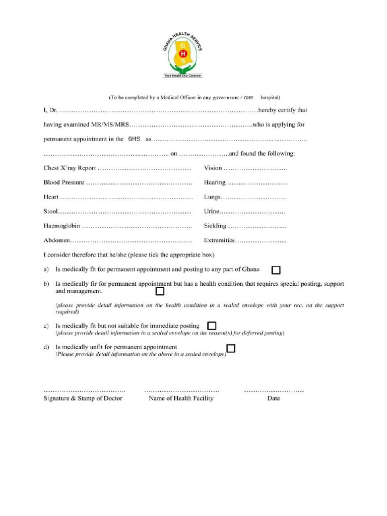 GHS Medical Form. (1) - 2 | PDF