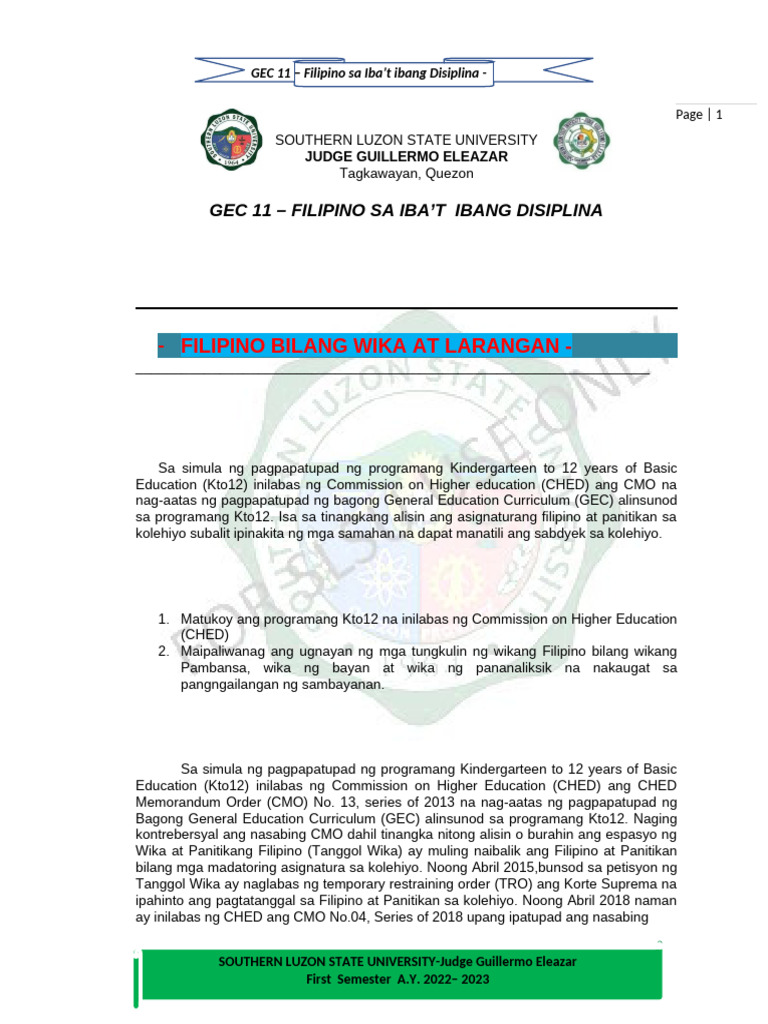 Module Gec 11 2nd Sem 2023-2024 | PDF