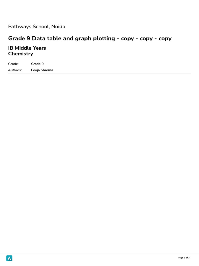Grade 9 Data table and graph plotting - copy - copy - copy (CHPE6Z) | PDF