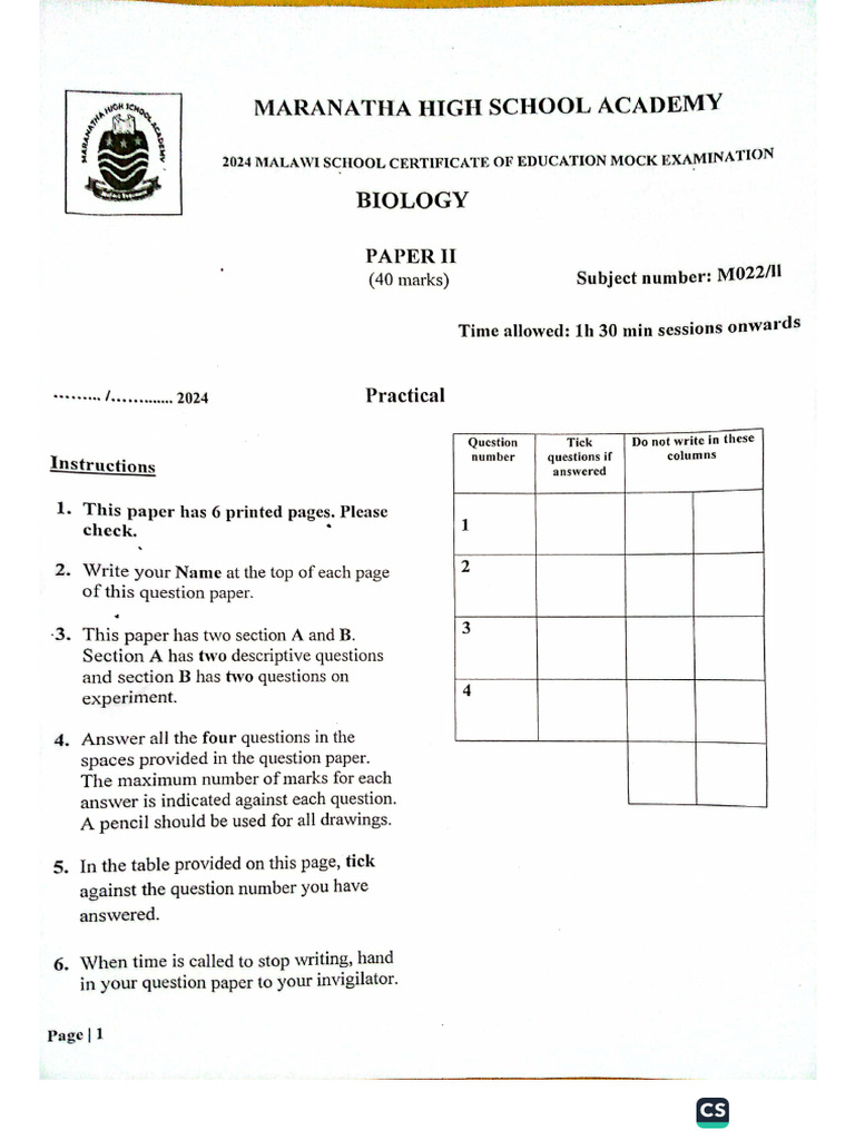 2024 Biology | PDF
