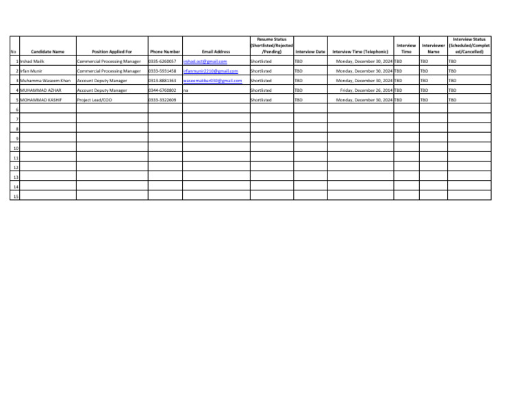Candidate Interview Tracker | PDF