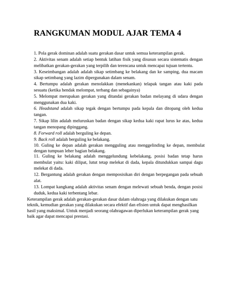 Rangkuman Modul Ajar Tema 4 | PDF