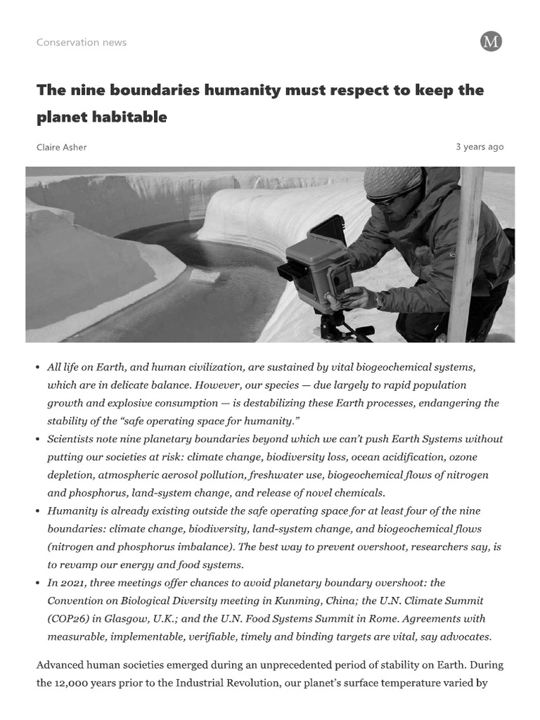 The Nine Boundaries Humanity Must Respect To Keep The Planet Habitable ...