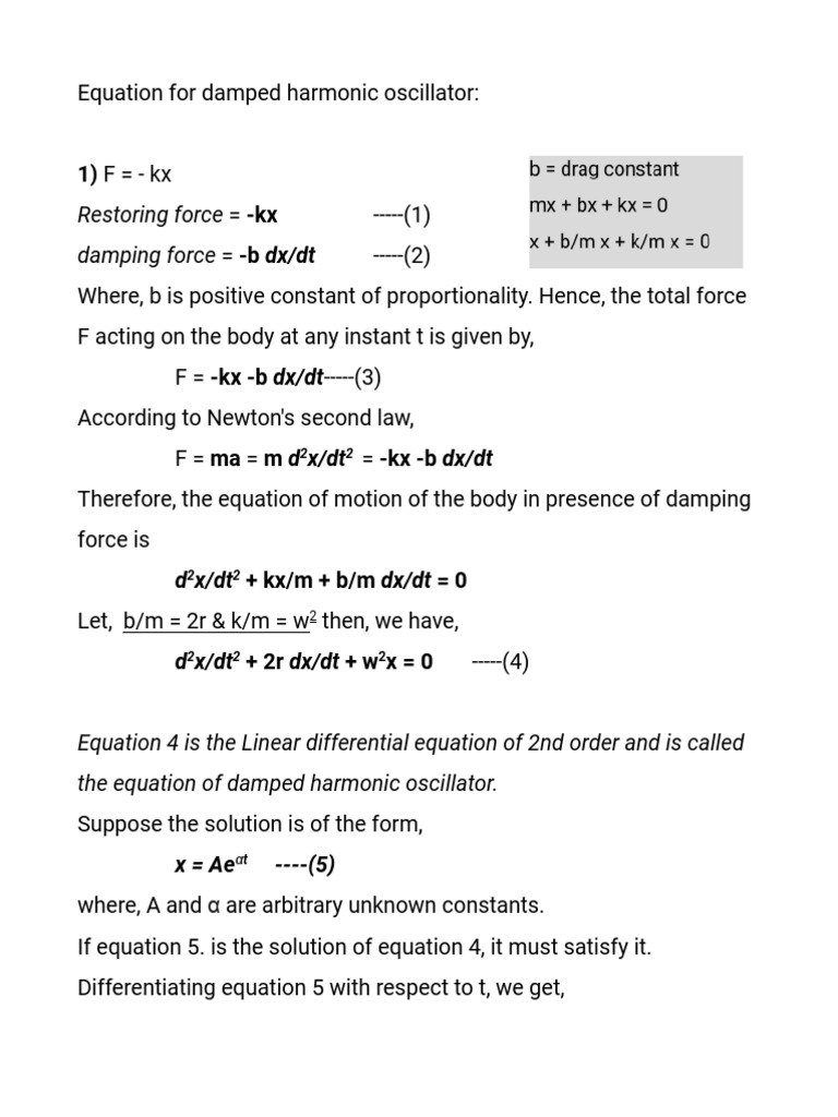 damped_oscillations.docx | PDF | Damping | Oscillation