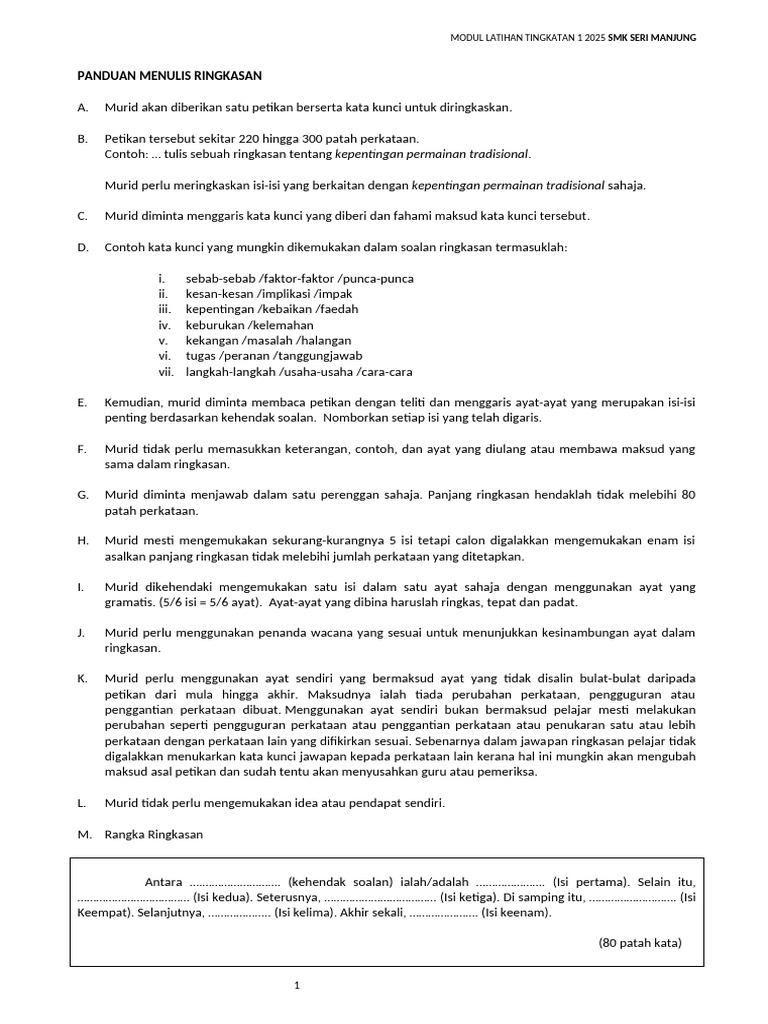 Modul Latihan BM T1 | PDF