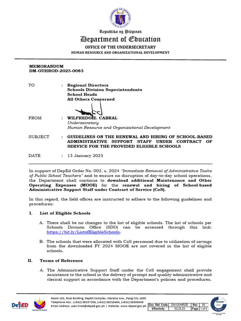 Department of Education: Office of The Undersecretary | PDF | Salary