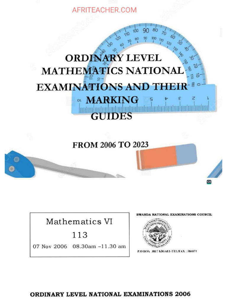 Ol Mathematics National Exams and Their Marking Guides 2006 To 2023 | PDF