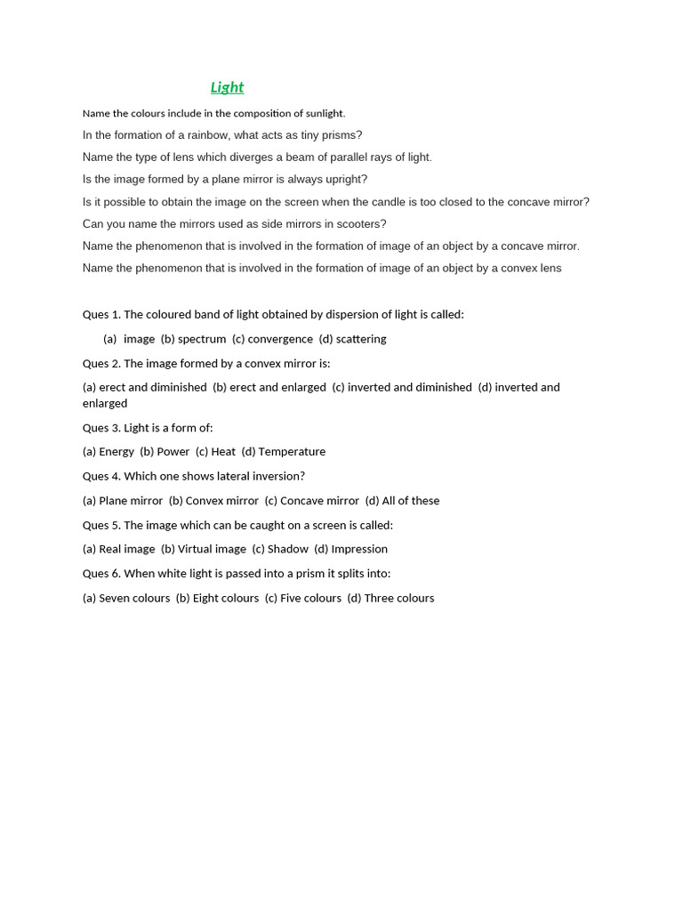 Class 7 Science Light | PDF