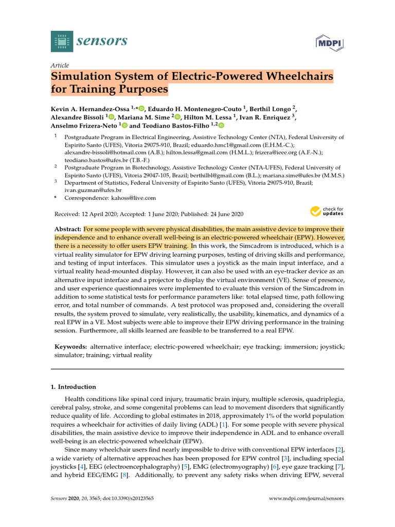 Simulation System of Electric-Powered Wheelchairs | PDF | Virtual ...