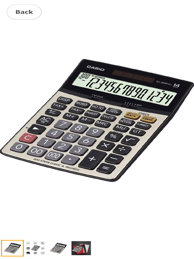 Casio DJ-240D Plus 300 Steps Check and Correct Premium Desktop Calculator With Metallic ...