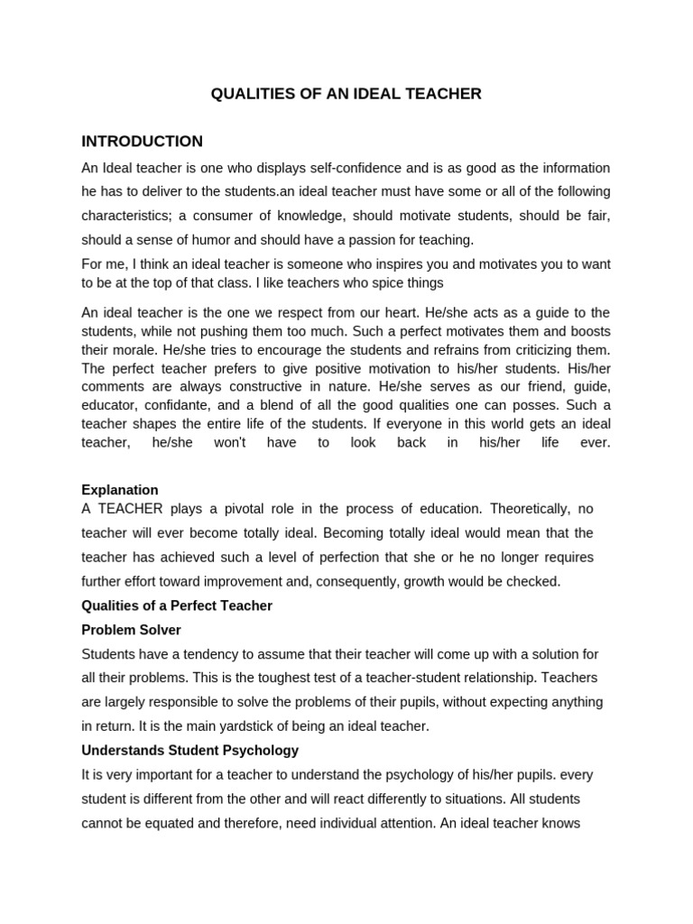 An_ideal_teacher | PDF | Teachers | Learning