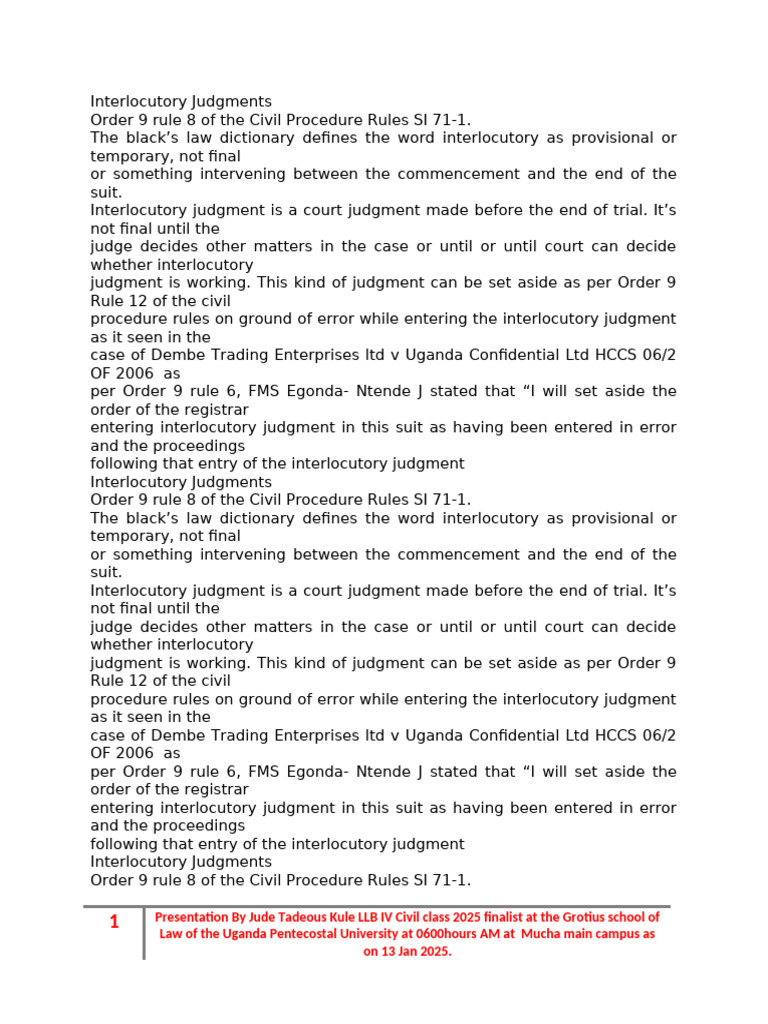 Understanding Interlocutory Judgments | PDF | Judgment (Law) | Lawsuit