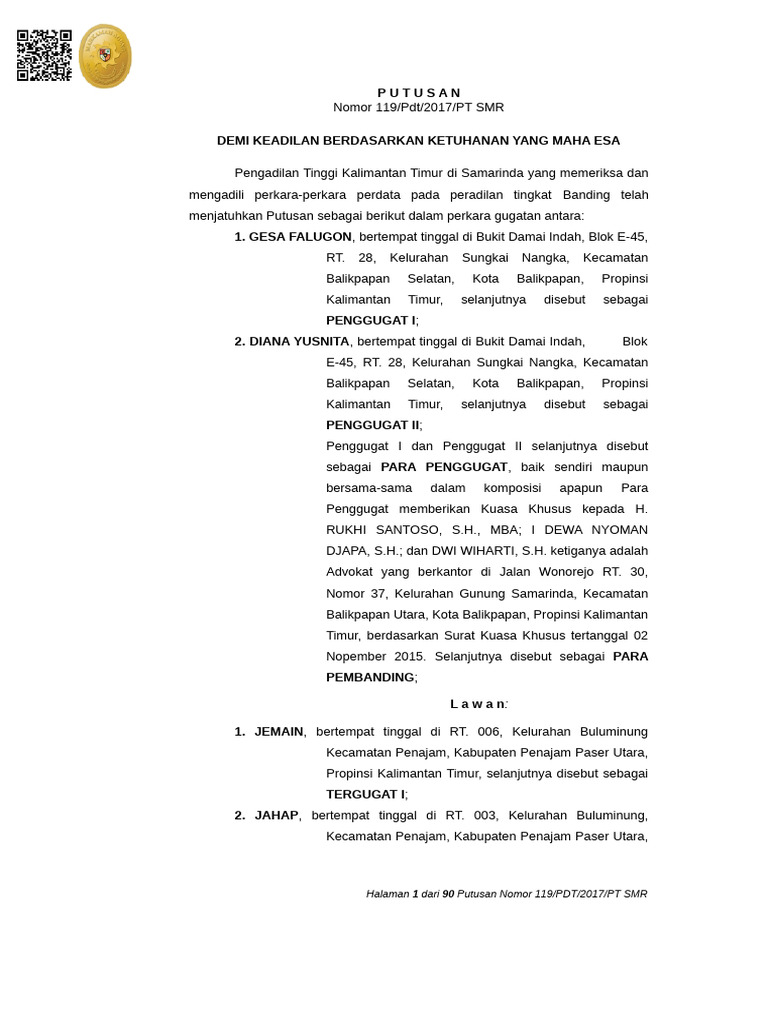 Putusan 119 PDT 2017 PT SMR 20250110175119 | PDF