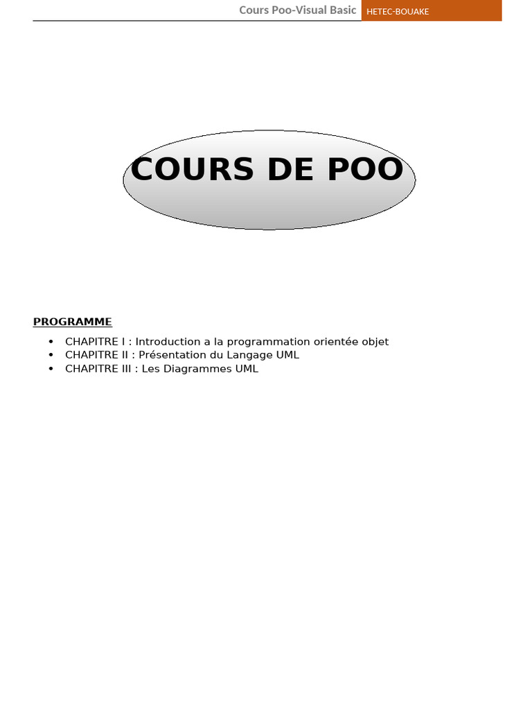 Poo Cours | PDF | Programmation orientée objet | Classe (informatique)