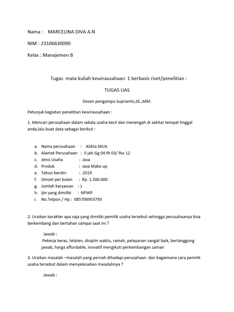 Tugas Riset Kwu 1 (UAS) 2024 | PDF