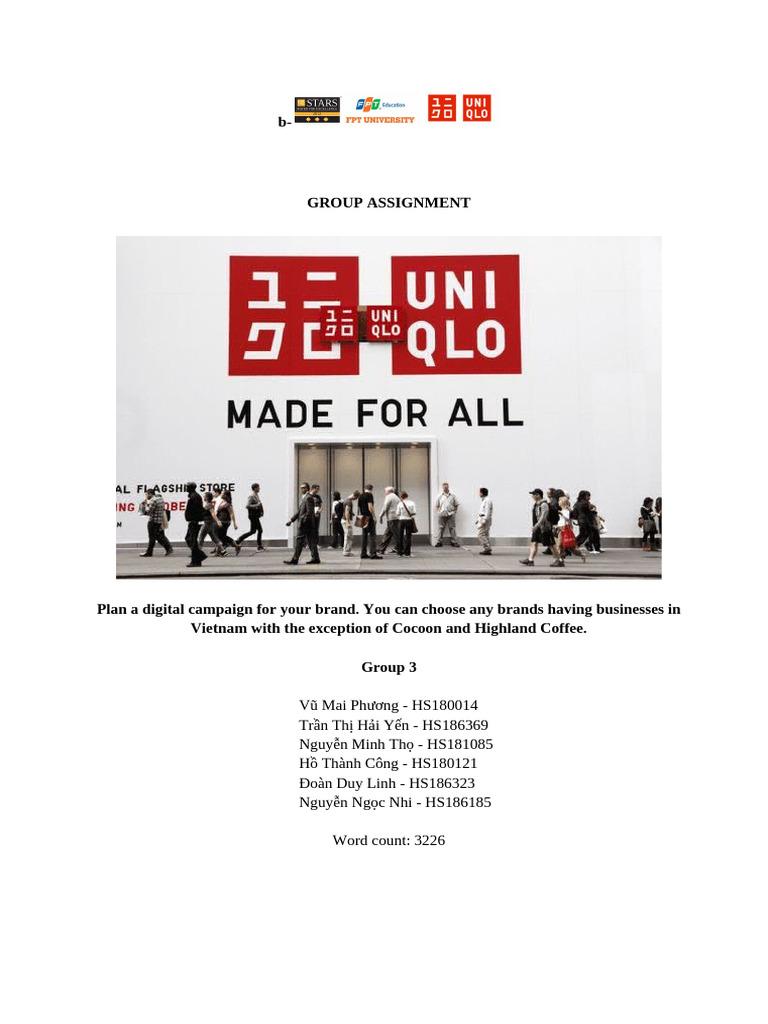 Group 3 - Uniqlo - Asm1 - Written Report | PDF | Advertising | Brand