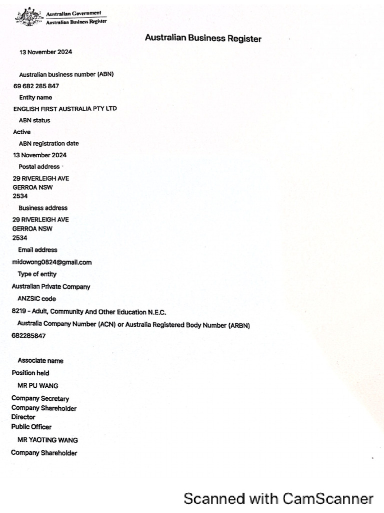 English First Australia PTY LTD (ABN) | PDF