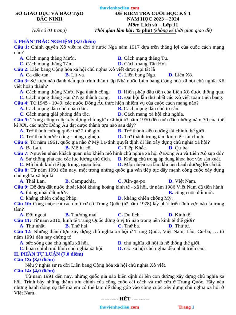 thuvienhoclieu.com-De-thi-HK1-Lich-su-11-So-GD-Bac-Ninh-23-24 | PDF