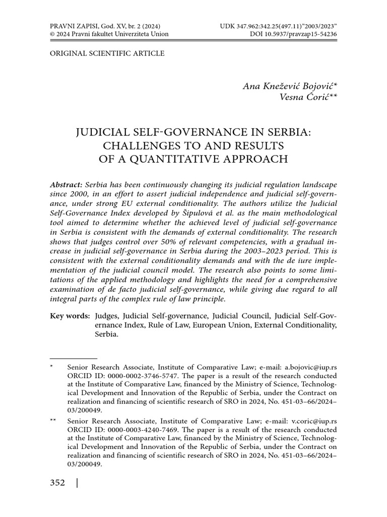 Pravni Zapisi 2024 - 02 03 Bojovic Coric | PDF | Rule Of Law | Judiciaries