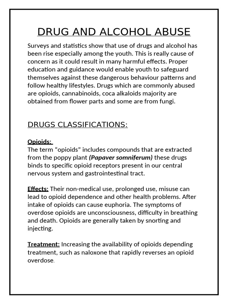 Drug and Alcohol Abuse | PDF | Opioid | Heroin
