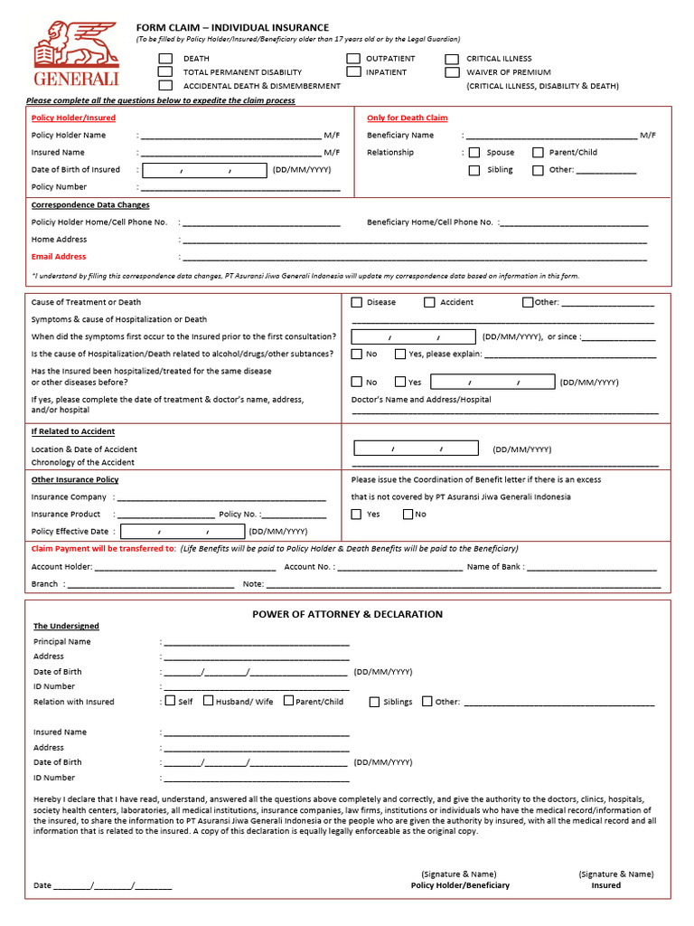 BHOA8CLXS4I9DQNFClaim_form_for_Life_Benefit (4) | PDF | Medical ...