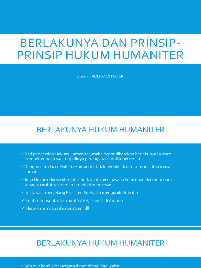 Prinsip Hukum Humaniter yang Utama | PDF