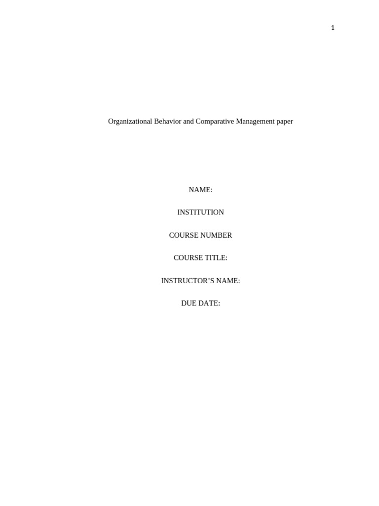 Organizational Behavior and Comparative Management Paper1 | PDF | Motivation | Motivational
