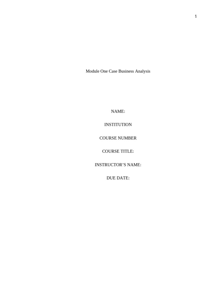 Module One Case Business Analysis | PDF | Psychology | Business Economics