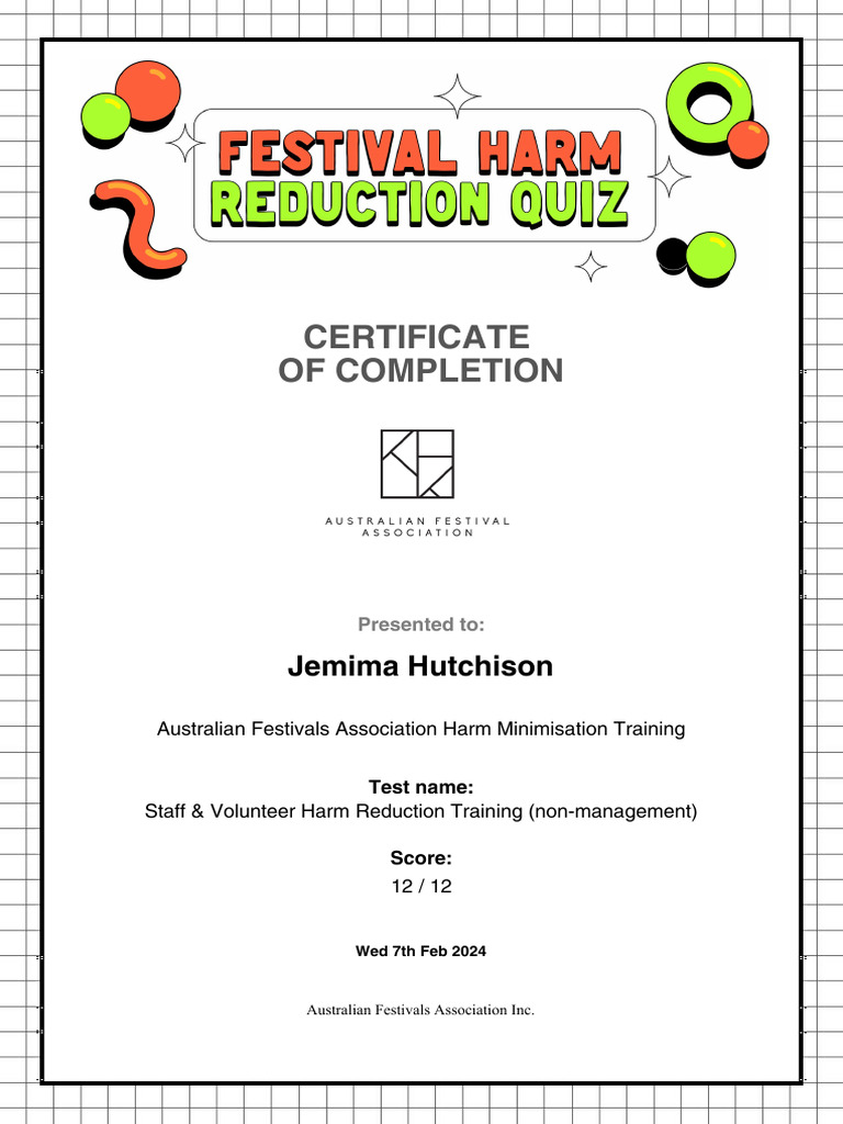 Harm Reduction Certificate | PDF