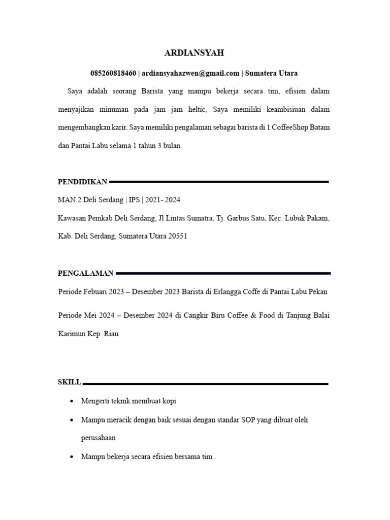 Cv Ardiansyah Kopi | PDF