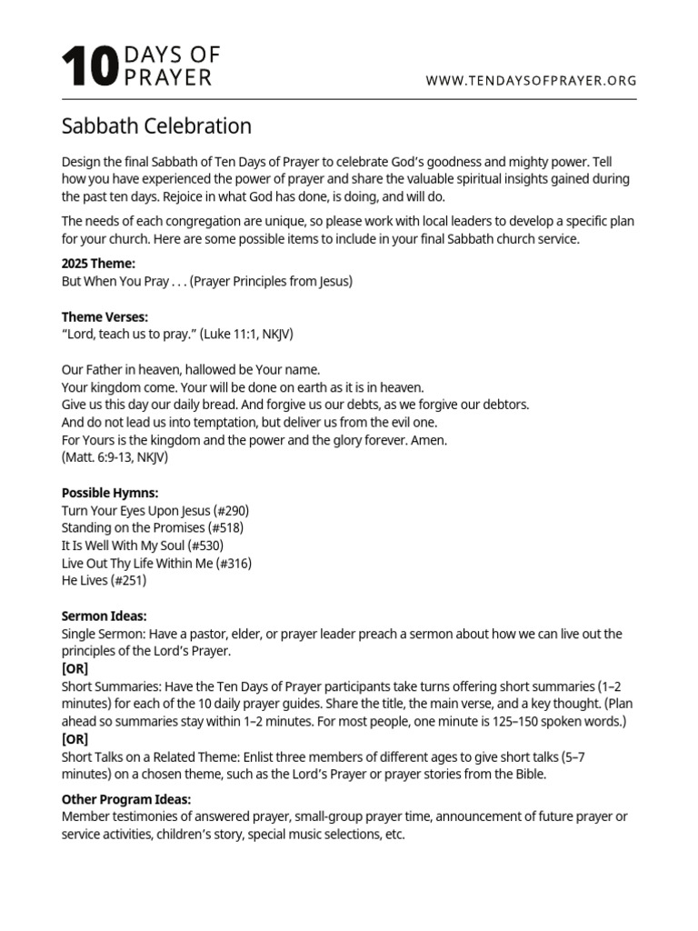 Sabbath Prayer Celebration Guide | PDF