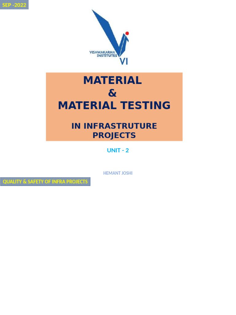 Unit-2 - Material & Testing | PDF | Concrete | Calibration