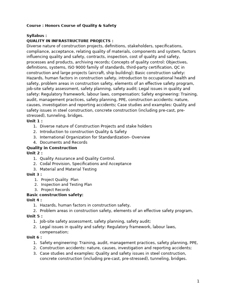 Lesson Plan - Safety. Elective. BE - Civil | PDF | Safety | Audit