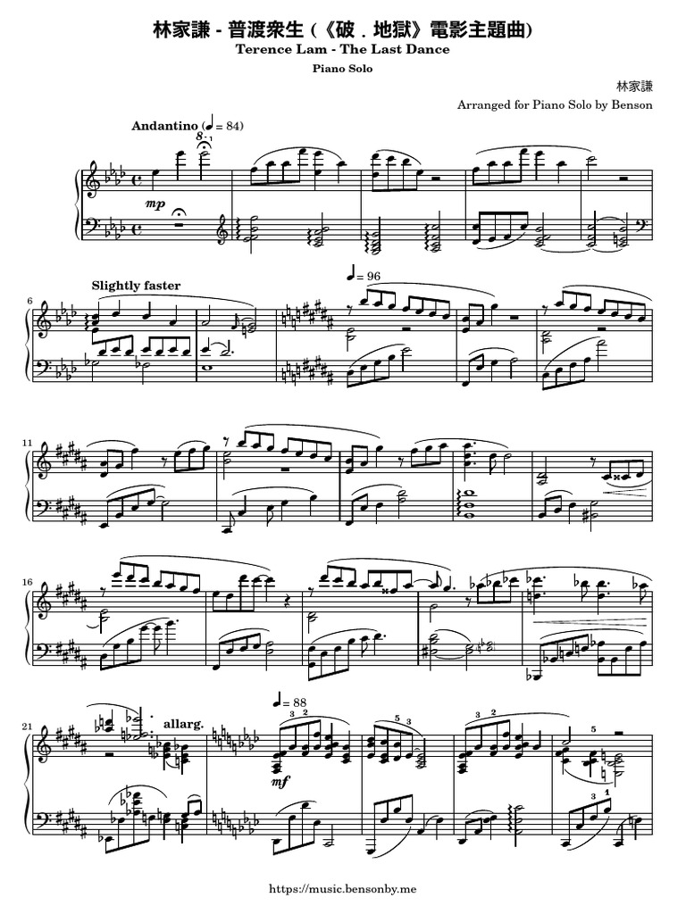 Solo de Piano: The Last Dance | PDF