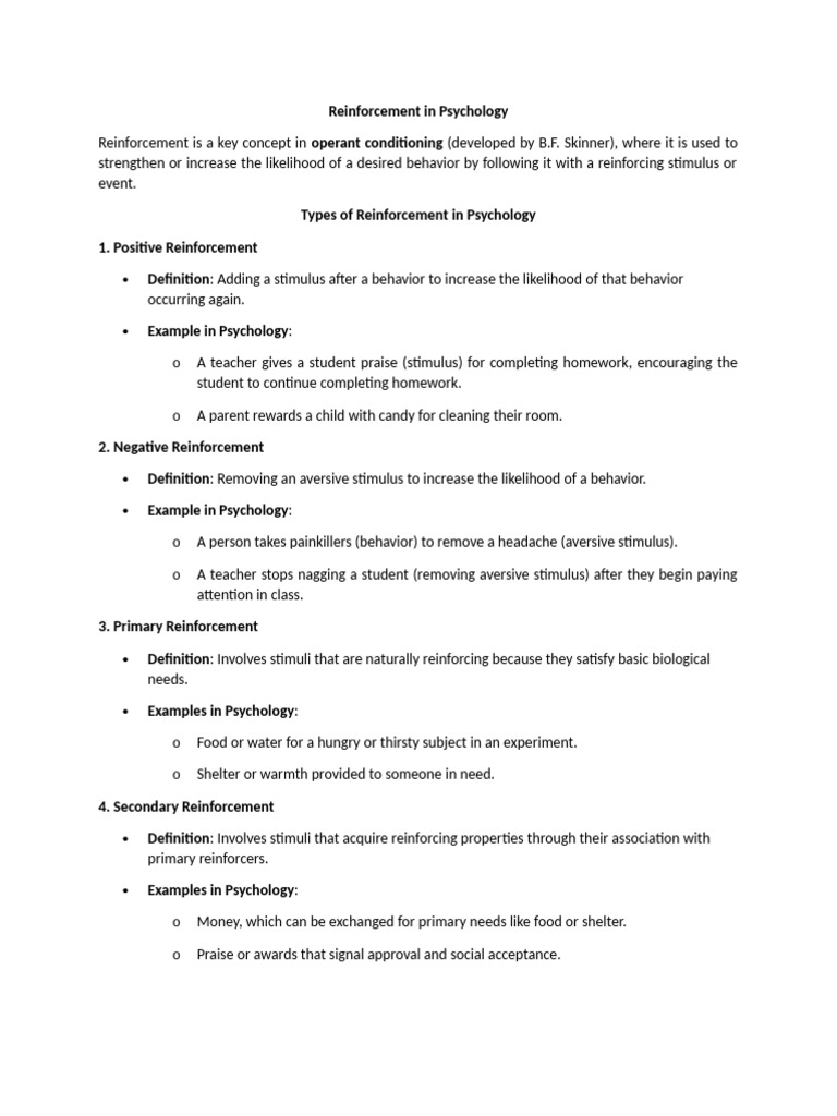 Reinforcement in Psychology | PDF | Reinforcement | Applied Psychology