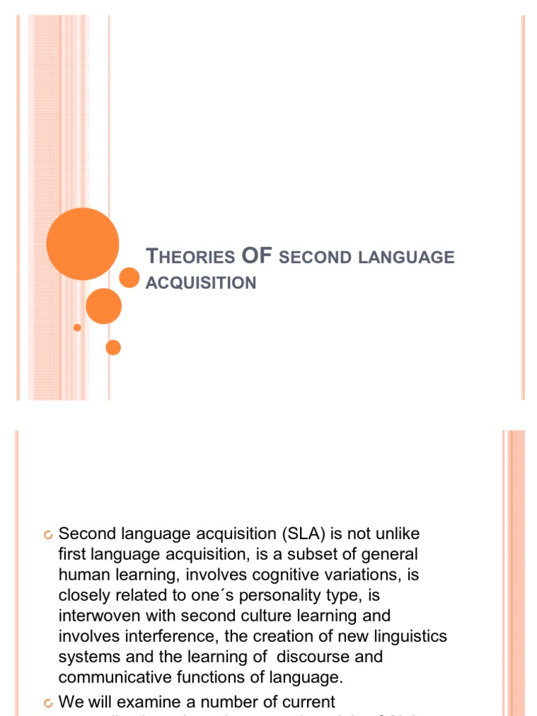 Theories of Second Language Acquisition | PDF | Second Language ...