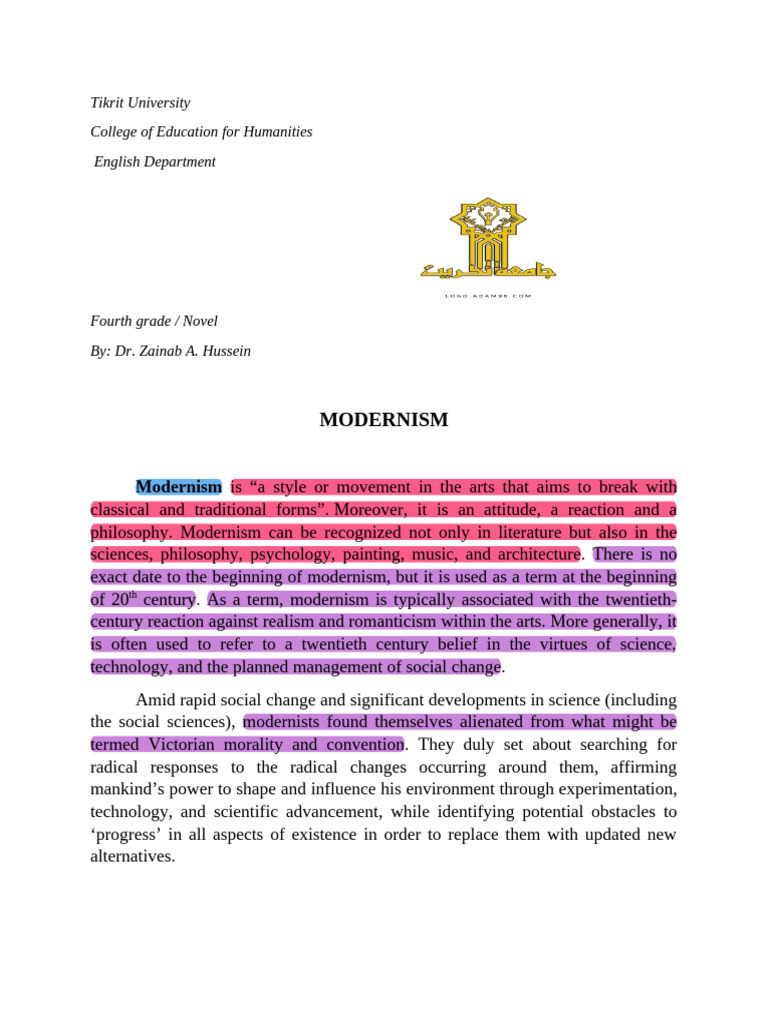 Modernism in Literature | PDF | Modernism | Literary Modernism