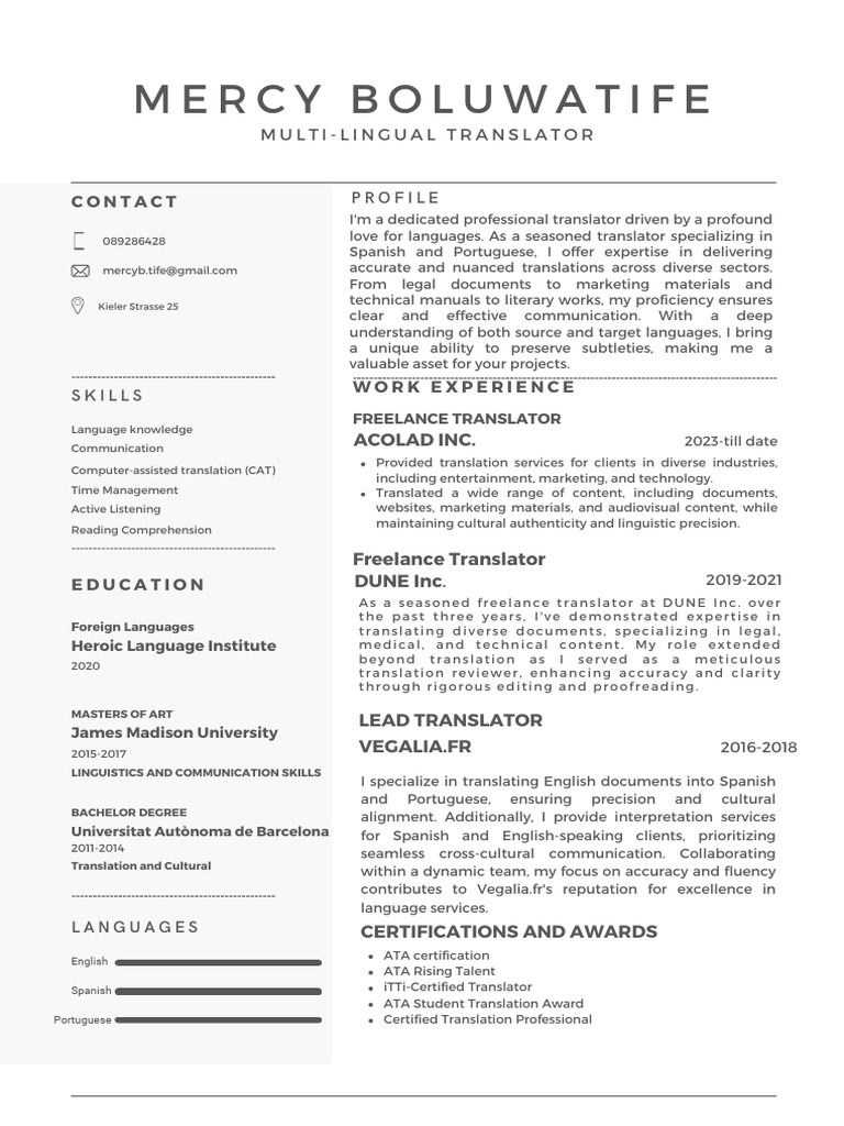 Multilingual Translator Profile | PDF | Translations | Human Communication