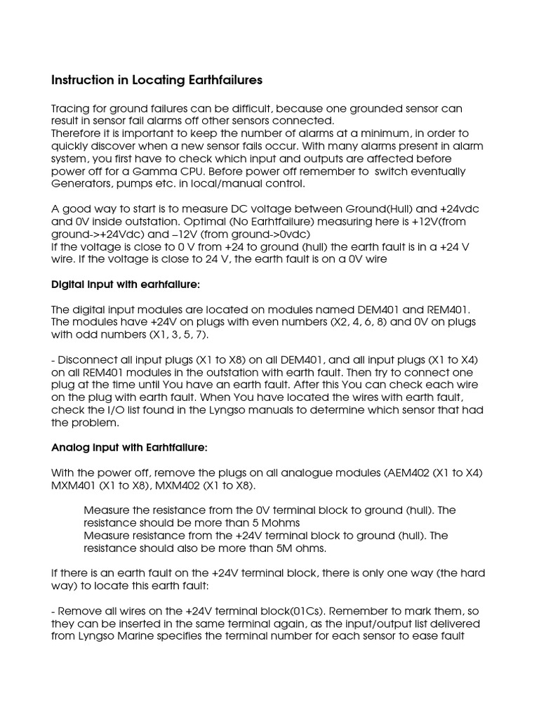 Earth Fault Detection and Troubleshooting Guide | PDF | Electrical ...