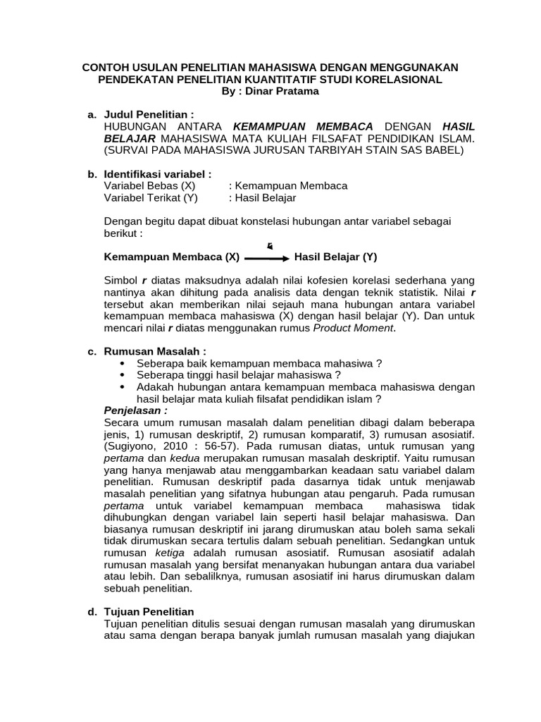 Contoh Usulan Penelitian | PDF