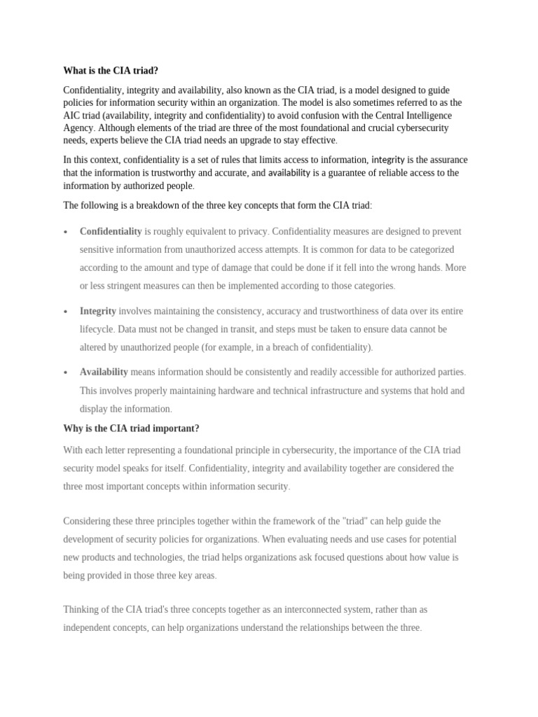 CIA Triad | PDF | Information Security | Computer Security